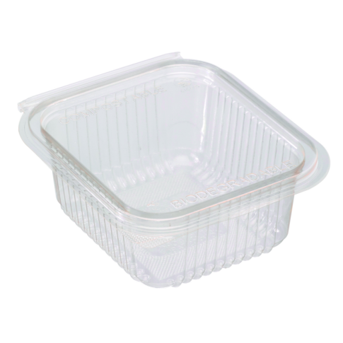 Rectangular PLA clear box with hinged lid 153x125mm H56mm 500ml